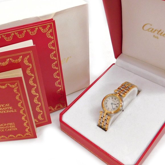 Cartier | Accessories | Rare Cartier Two Tone Gold Ladies Watch W Box ...
